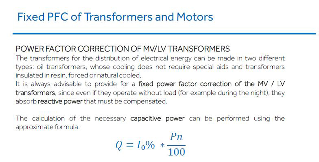 Fixed PFC of Transformers and Motors - Comar Condensatori